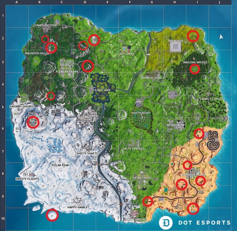 Fortnite: All Rift Locations Map (Season 7)