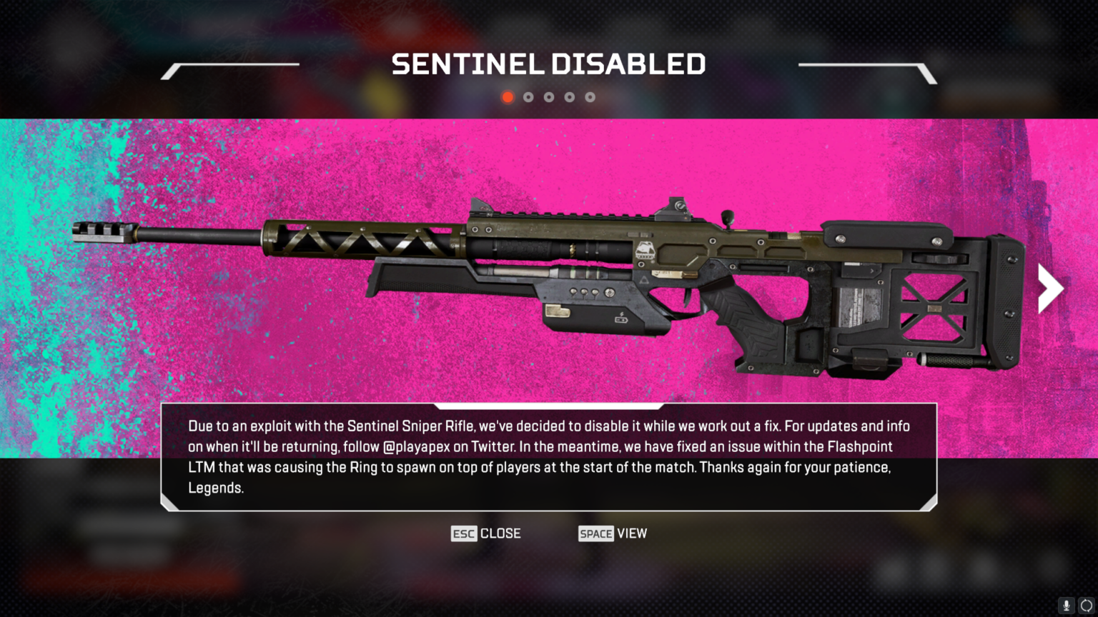 Apex Legends disables the Sentinel following game-breaking exploit ...
