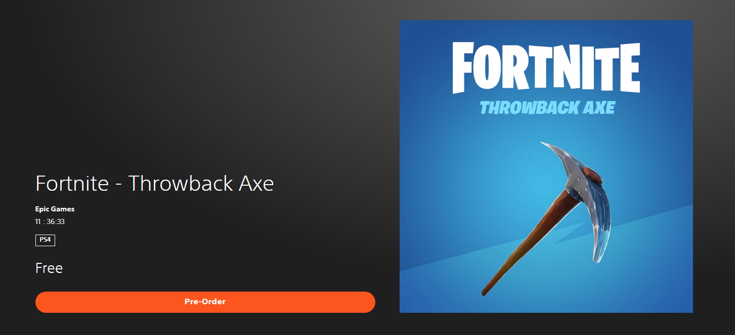 Fortnite's default pickaxe is back and can be pre-ordered for free on ...