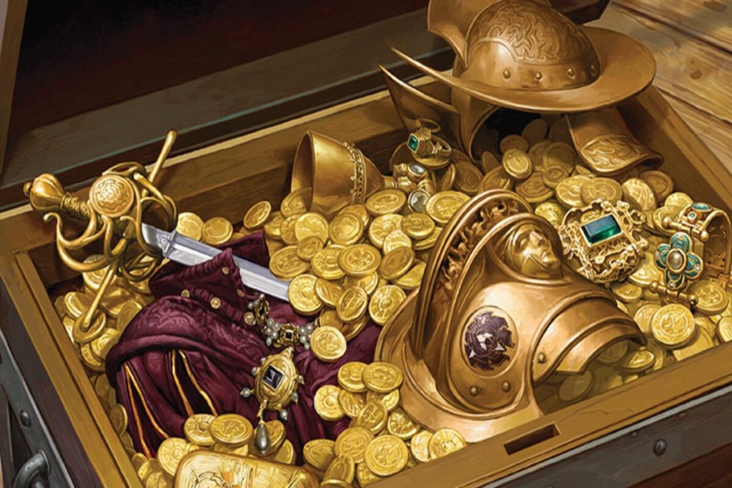 MTG Forgotten Realm spoiler Treasure Chest nails D&D flavor with d20 ...