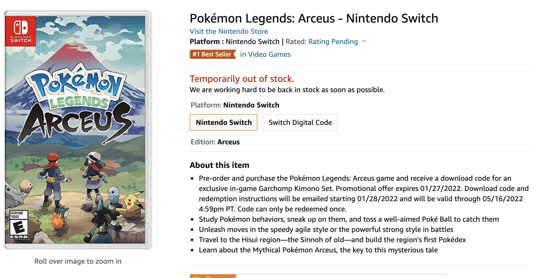 Pokémon Legends: Arceus sells out on Amazon ahead of release date - Dot ...