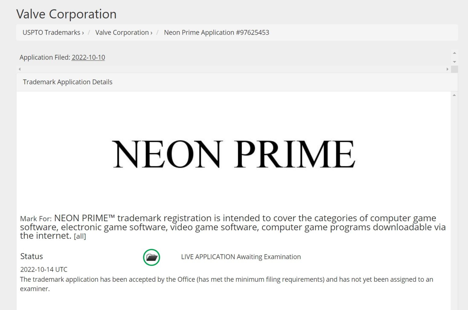 Valve registers mystery new trademark, NEON PRIME - Dot Esports