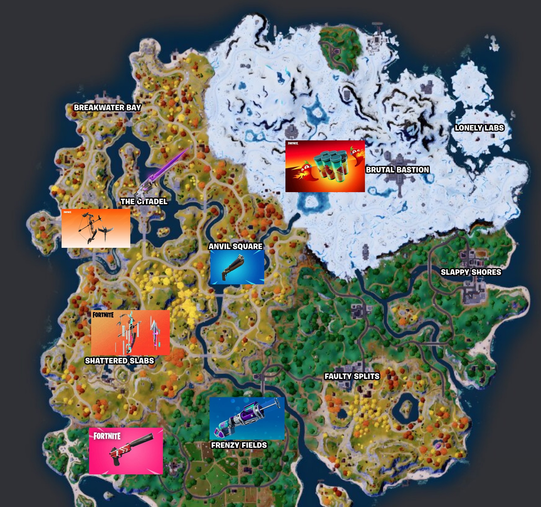 All Mythic weapon locations in Fortnite Chapter 4, season 1 - Dot Esports