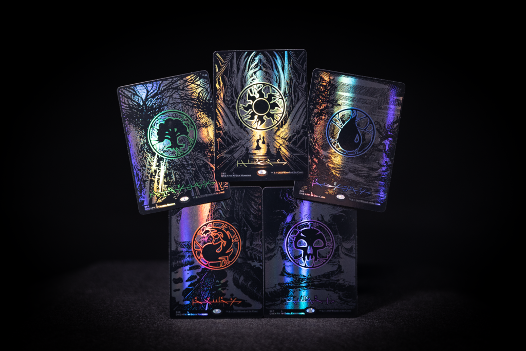 All MTG basic lands and variations in Phyrexia: All Will Be One - Dot Esports