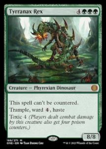 Phyrexian Dinosaur Mythic Rare roars into MTG as bomb finisher - Dot ...